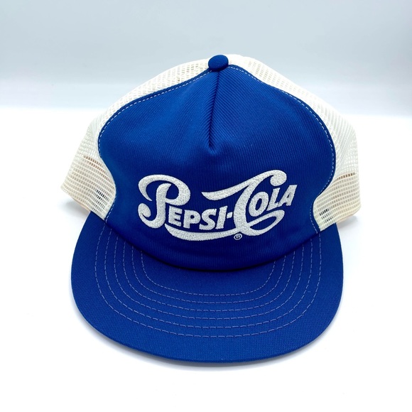 Accessories | Vintage Pepsi Cola Snap Back Trucker Hat Blue | Poshmark